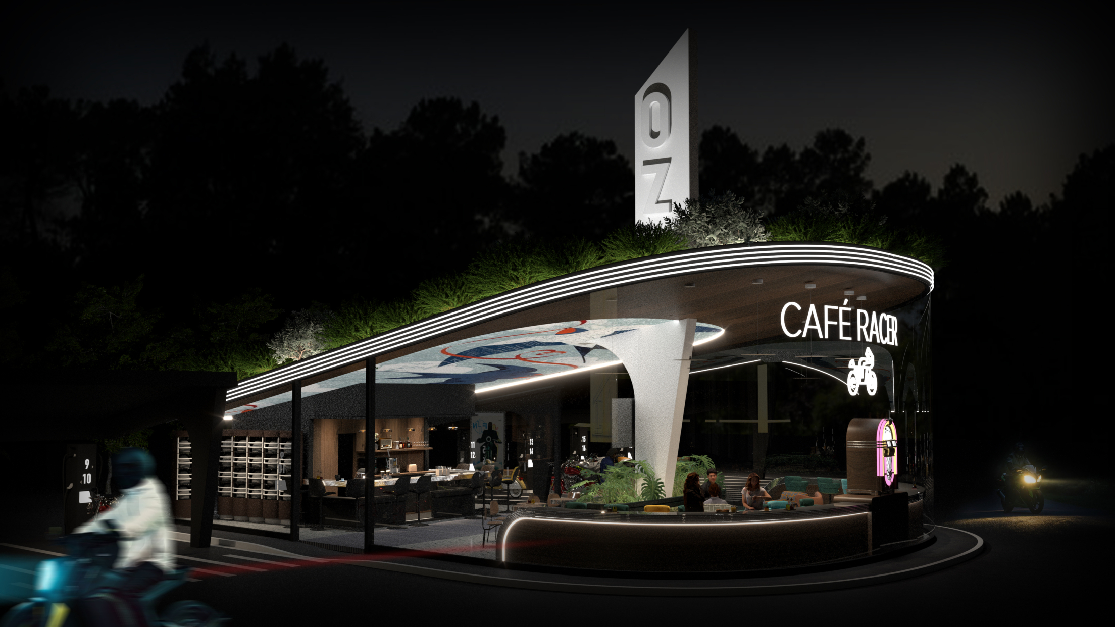OZO Café Racer e-Recharge - Interior design - Generous Branding